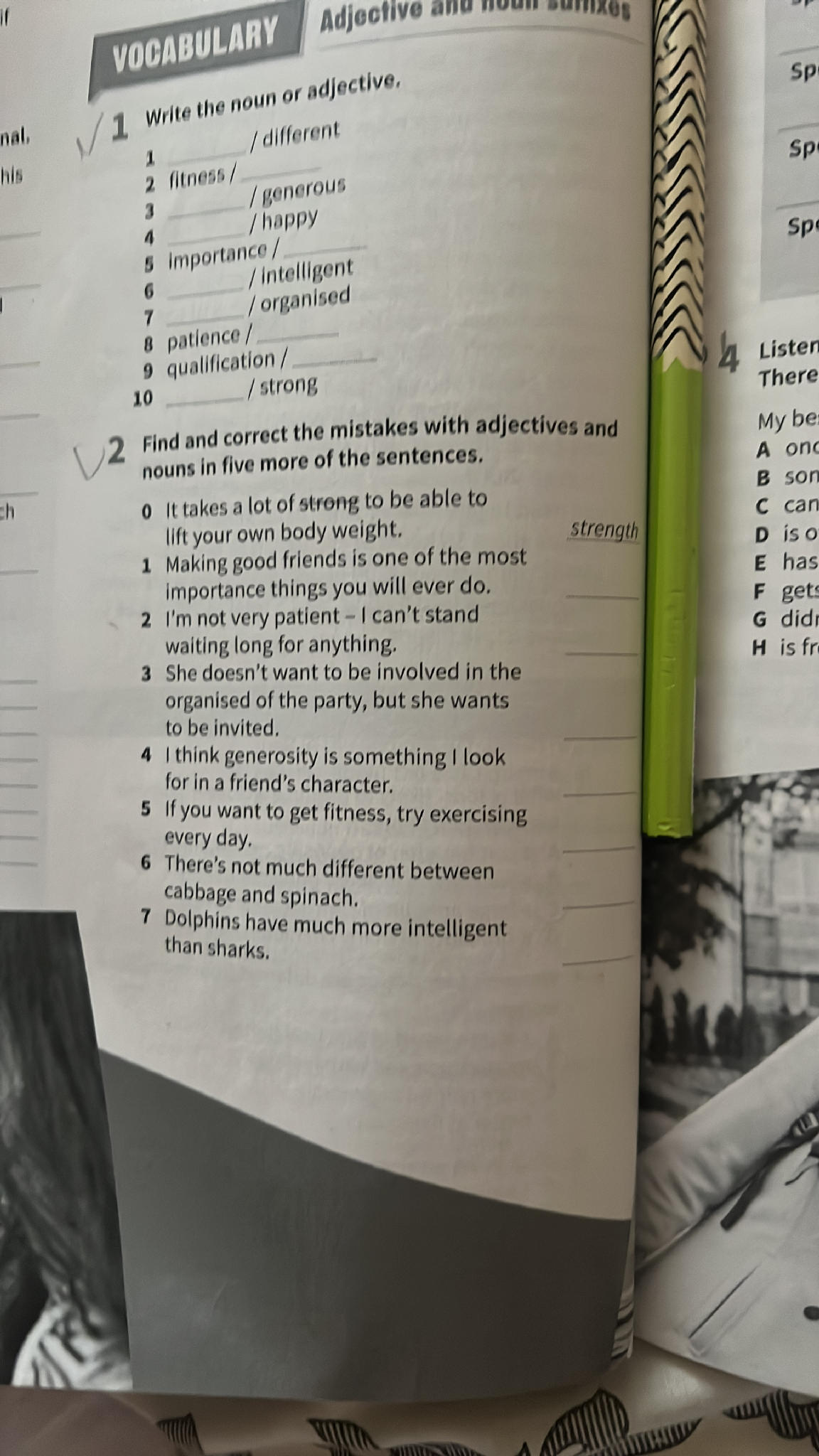 VOCABULARY 1 Write the noun or adjective. 1 | StudyX