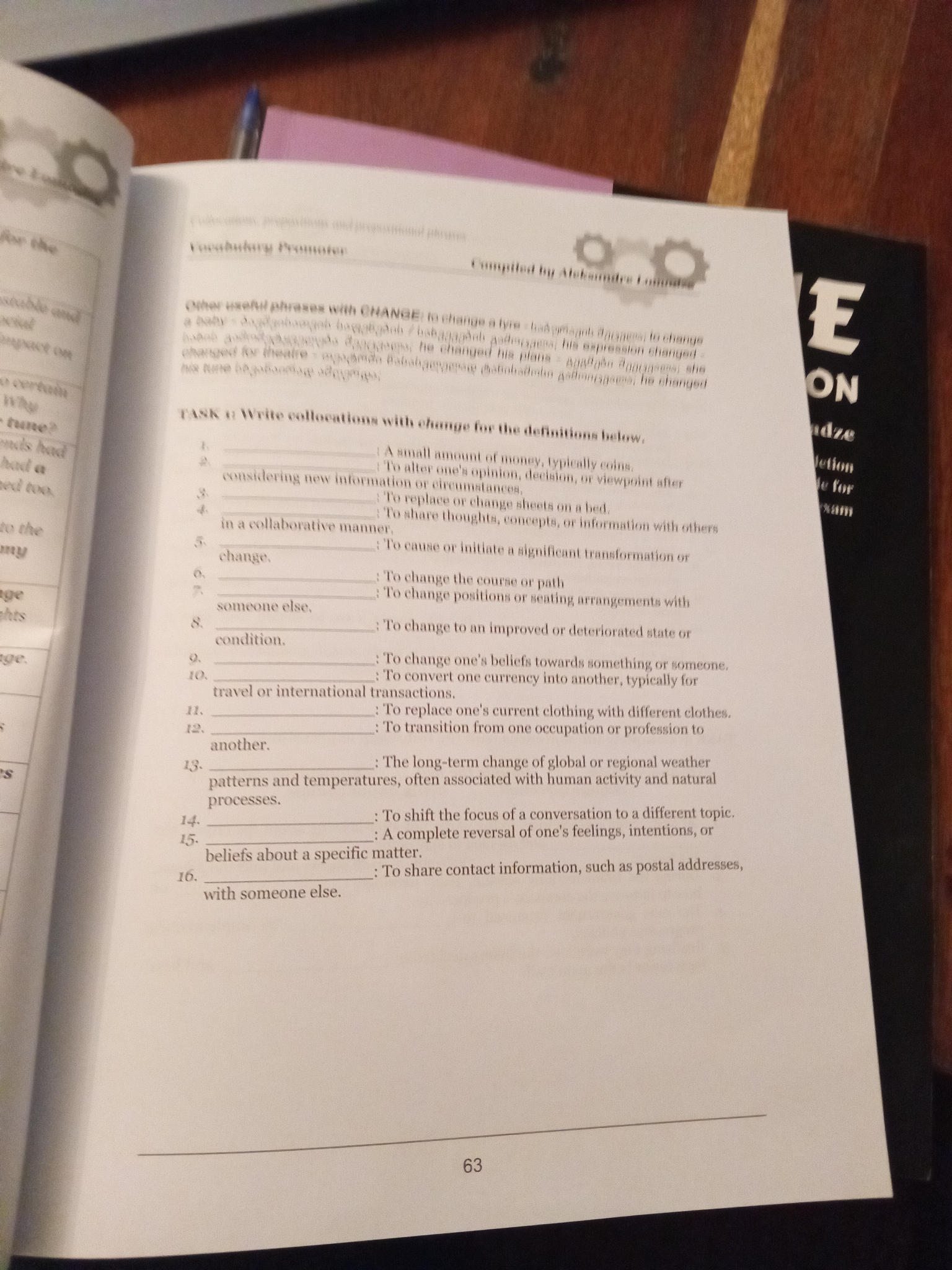 Other useful phrases with CHANGE: to change | StudyX