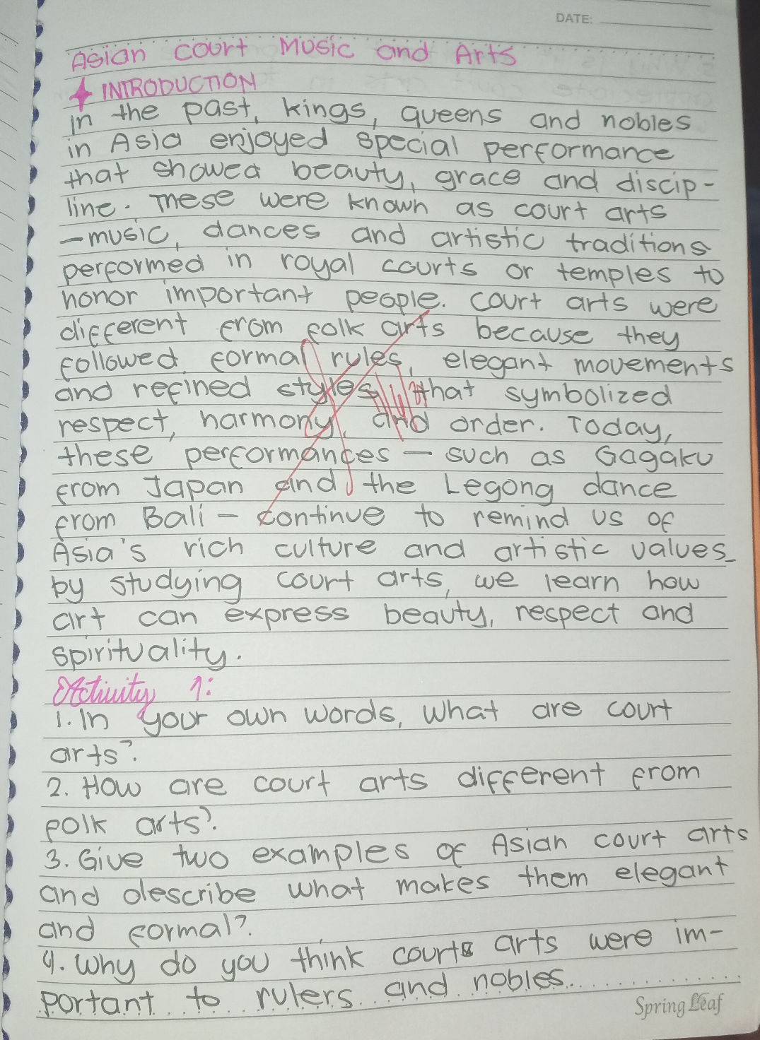 Asian Court Music and Arts INTRODUCTION In | StudyX