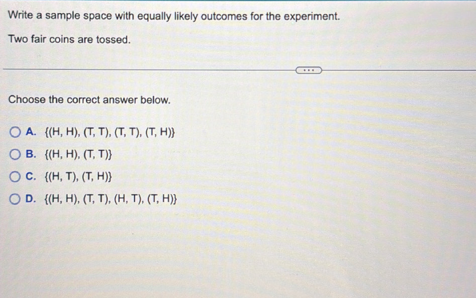 Write a sample space with equally likely | StudyX