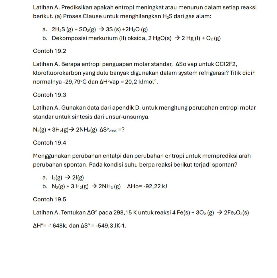 Latihan A. Prediksikan apakah entropi | StudyX