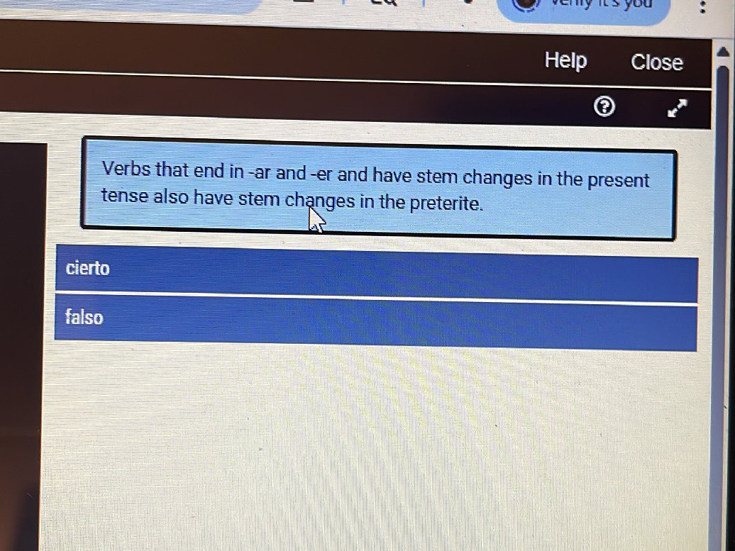 Verbs that end in -ar and -er and have stem | StudyX