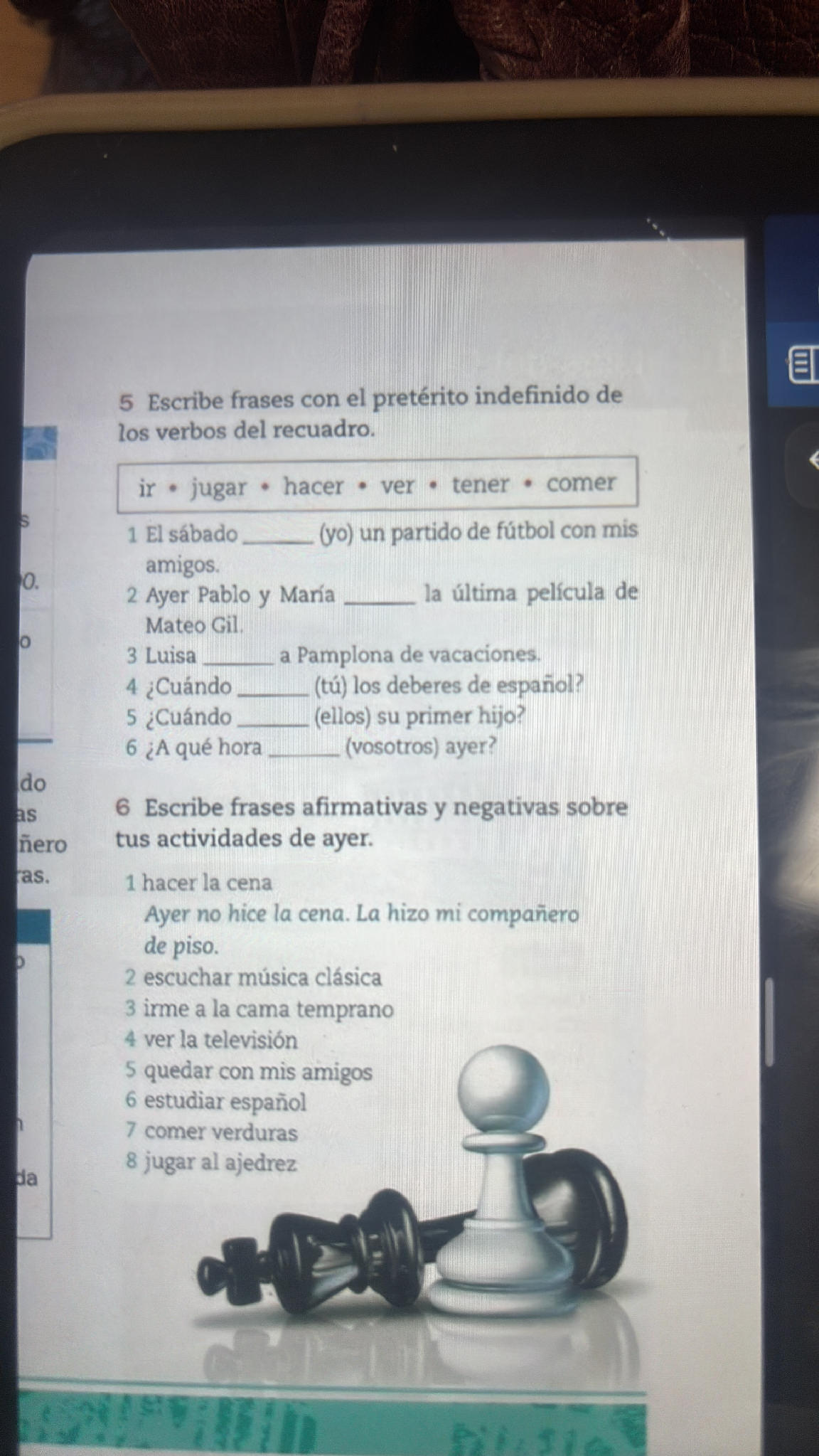 5 Escribe frases con el pretérito indefinido | StudyX