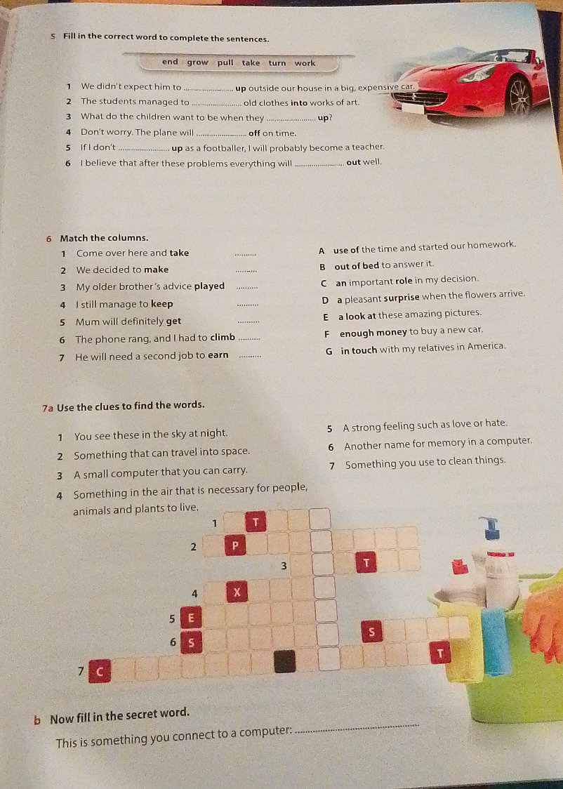 7a Use the clues to find the words. Clues: | StudyX