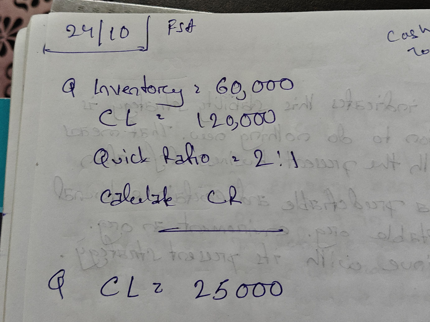 Given: Inventory = 60,000 CL^2 = 120,000 | StudyX