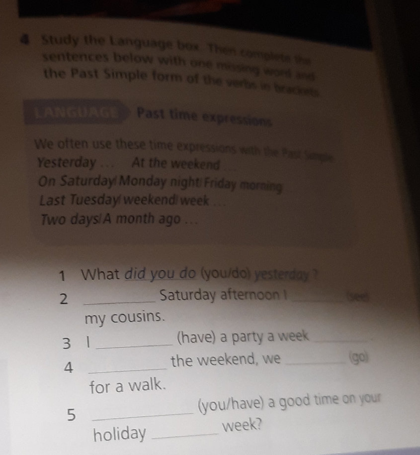 Study the Language box. Then complete the | StudyX