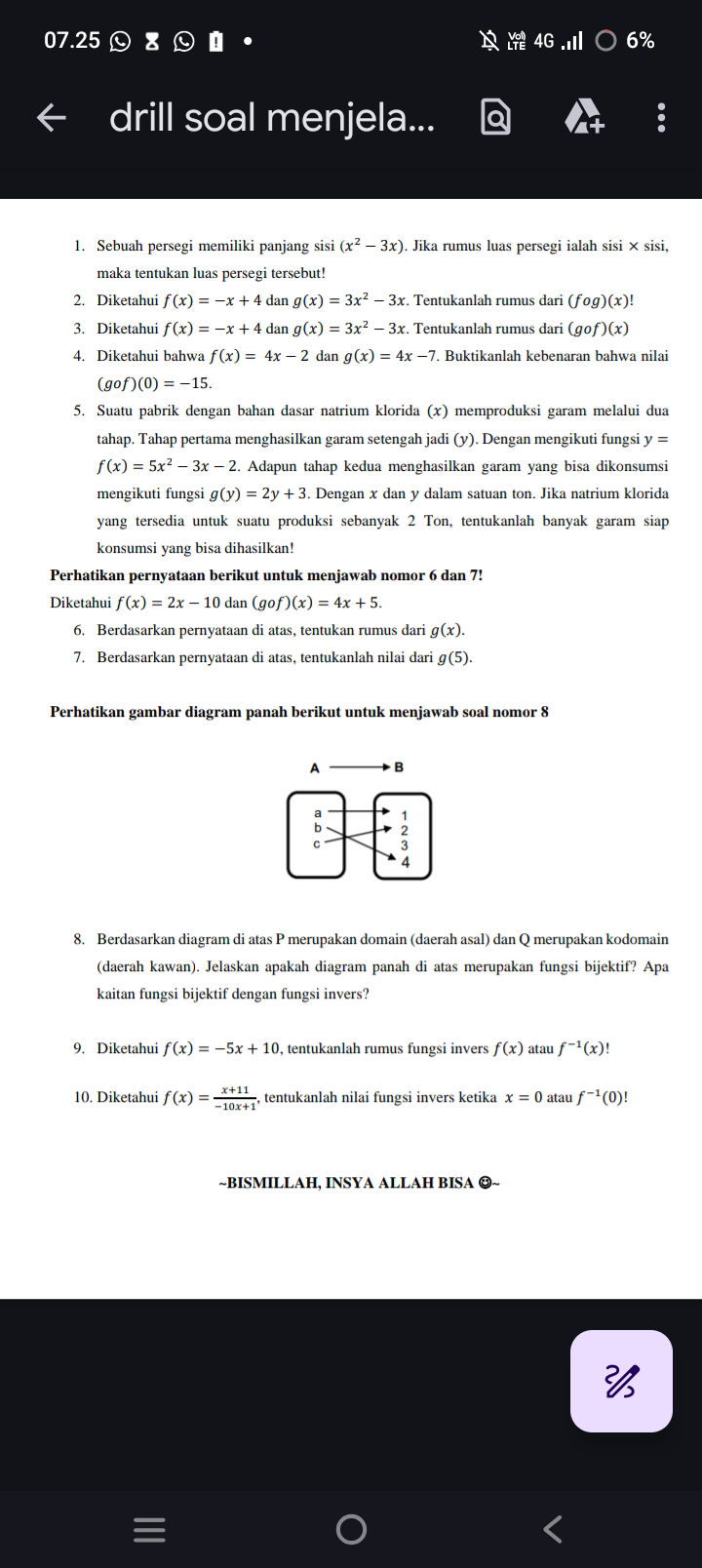 Sebuah persegi memiliki panjang sisi $(x^2 - | StudyX