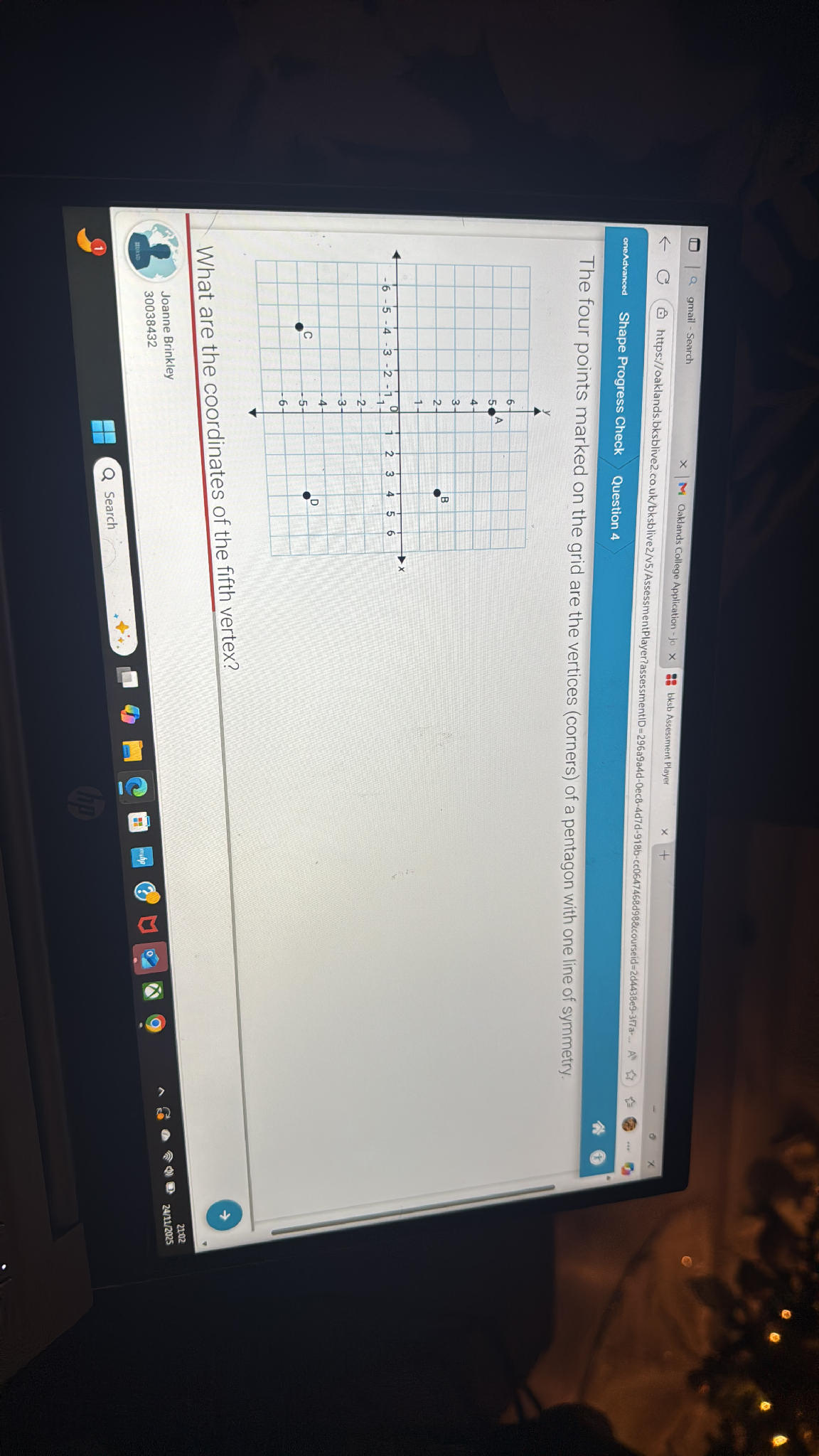 The four points marked on the grid are the