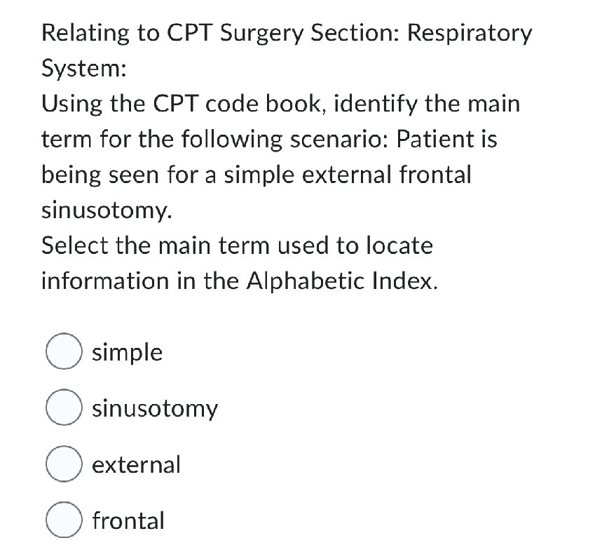Relating to CPT Surgery Section: Respiratory