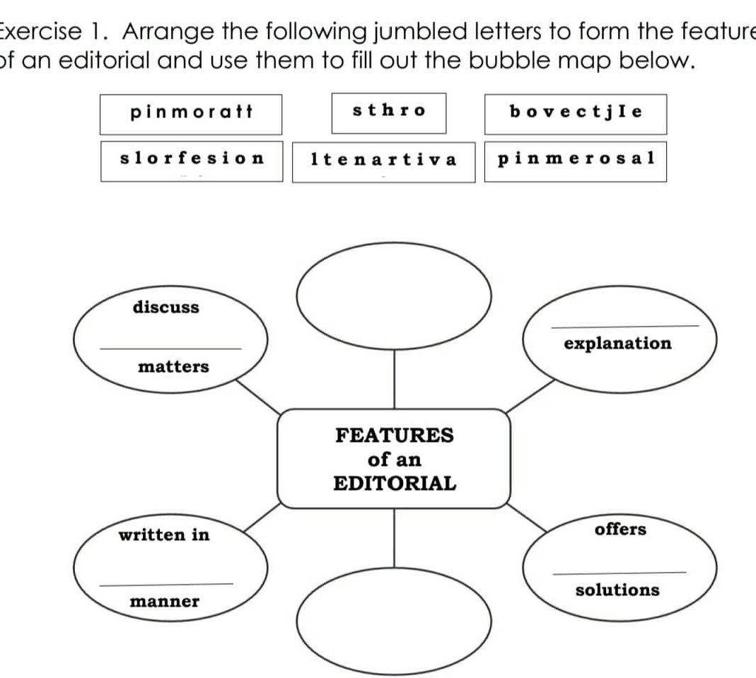 Exercise 1. Arrange the following jumbled | StudyX