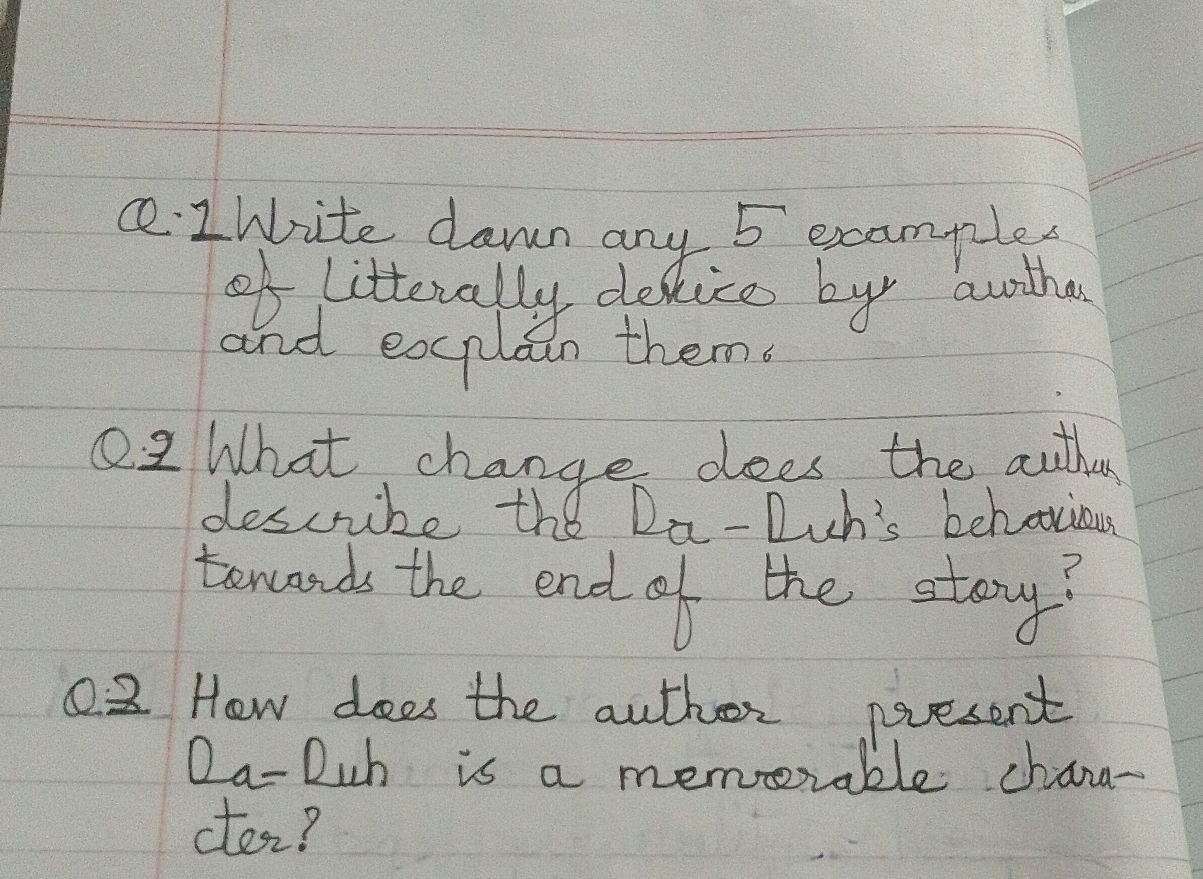 Q.1 Write down any 5 examples of literally | StudyX