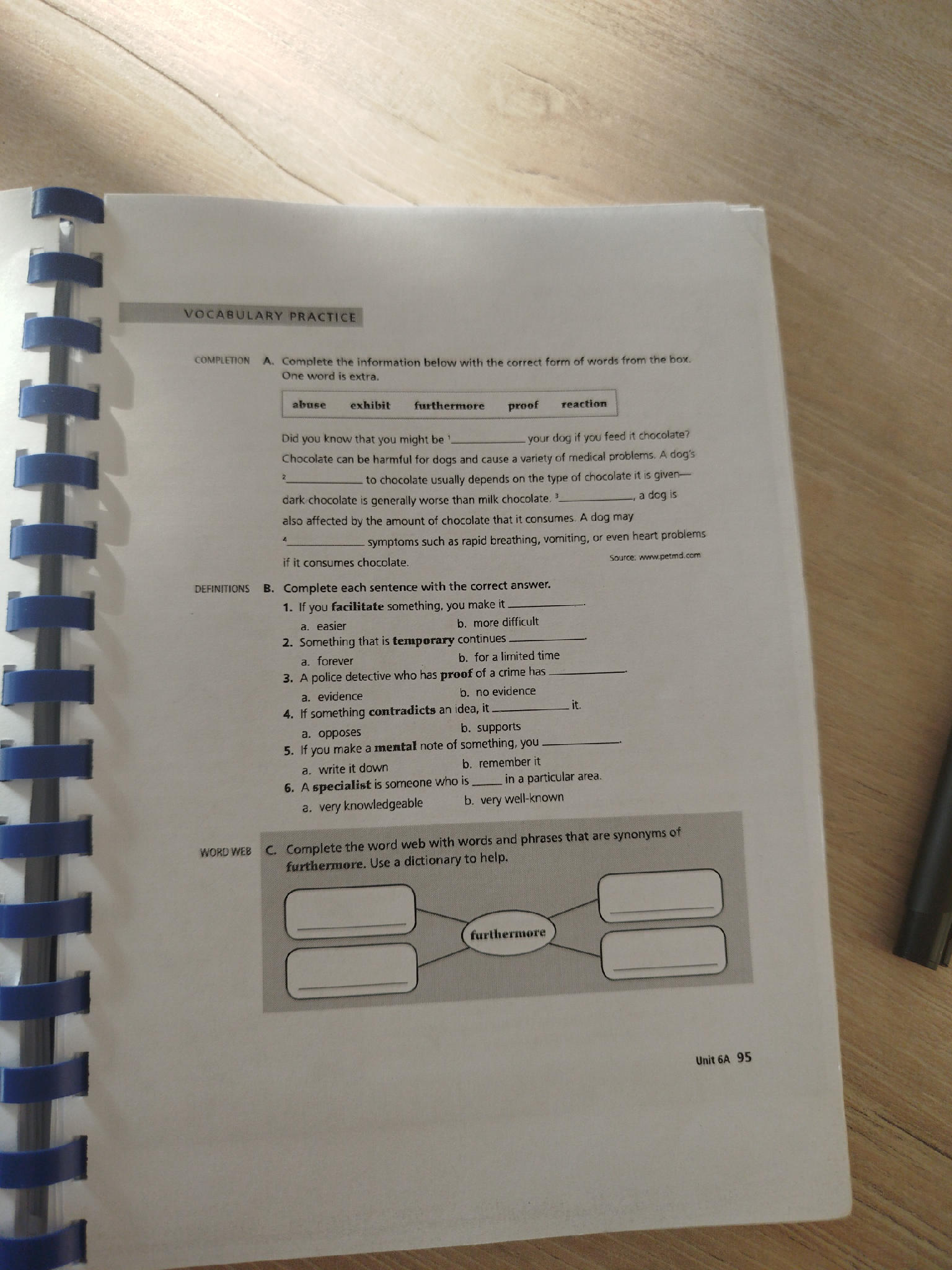 WORD WEB C. Complete the word web with words | StudyX
