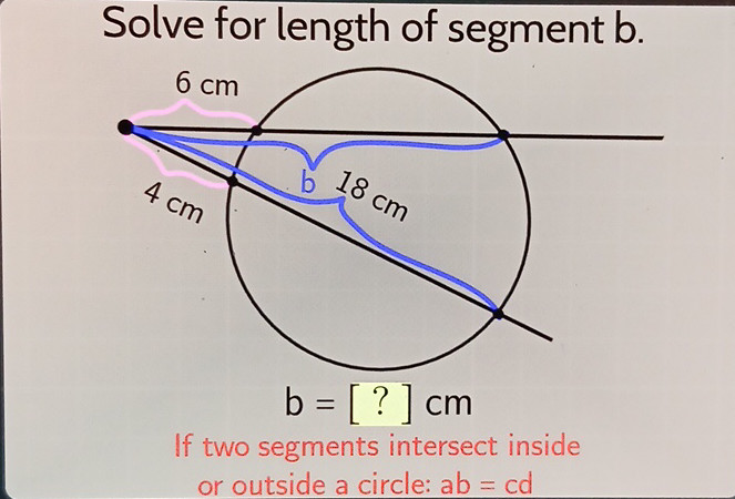 Solve for length of segment $b$. In the | StudyX