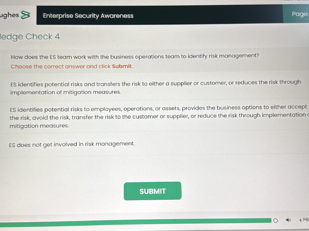 How does the ES team work with the business | StudyX