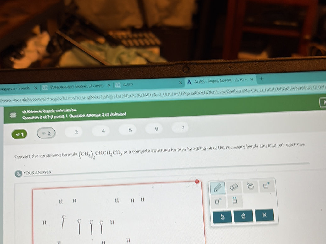 Convert the condensed formula $( {CH}_3)_2 | StudyX