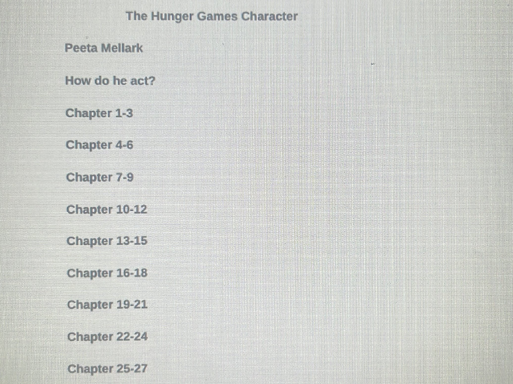 The Hunger Games Character Peeta Mellark | StudyX
