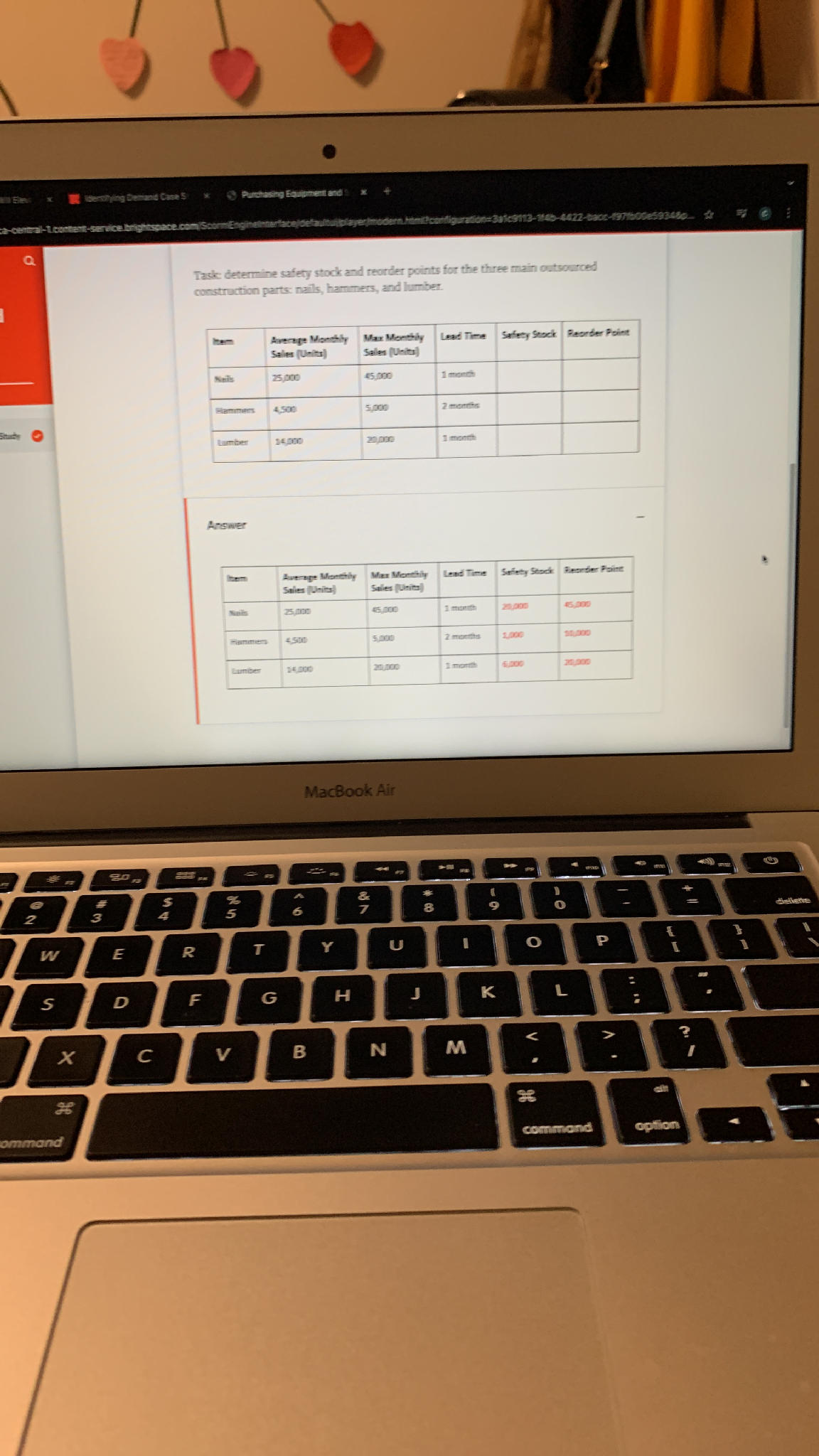 Task: determine safety stock and reorder | StudyX