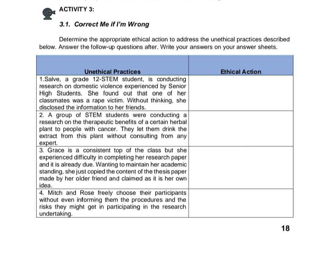 ACTIVITY 3: 3.1. Correct Me if I'm Wrong | StudyX