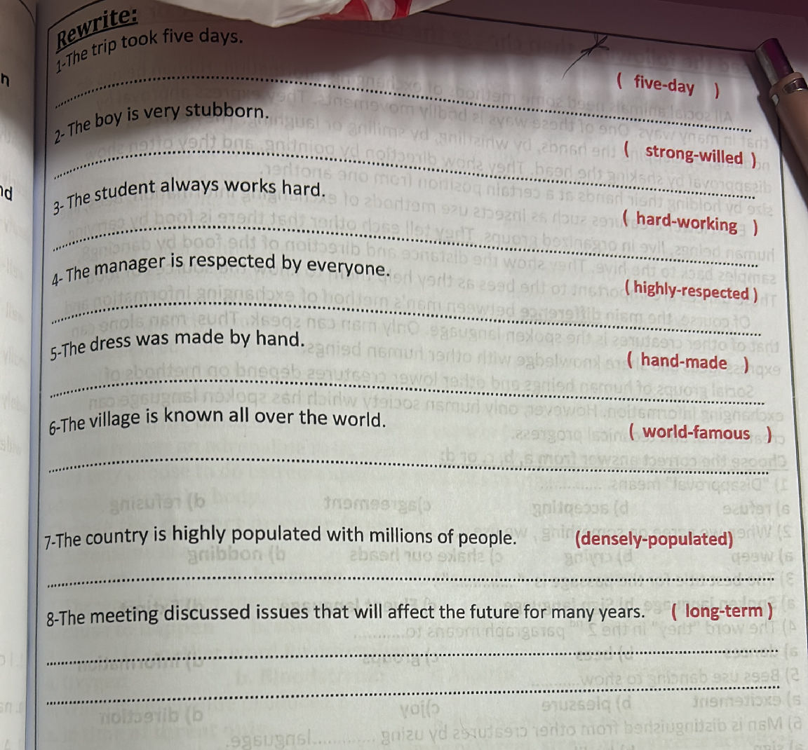 Rewrite: 1-The trip took five days. | StudyX