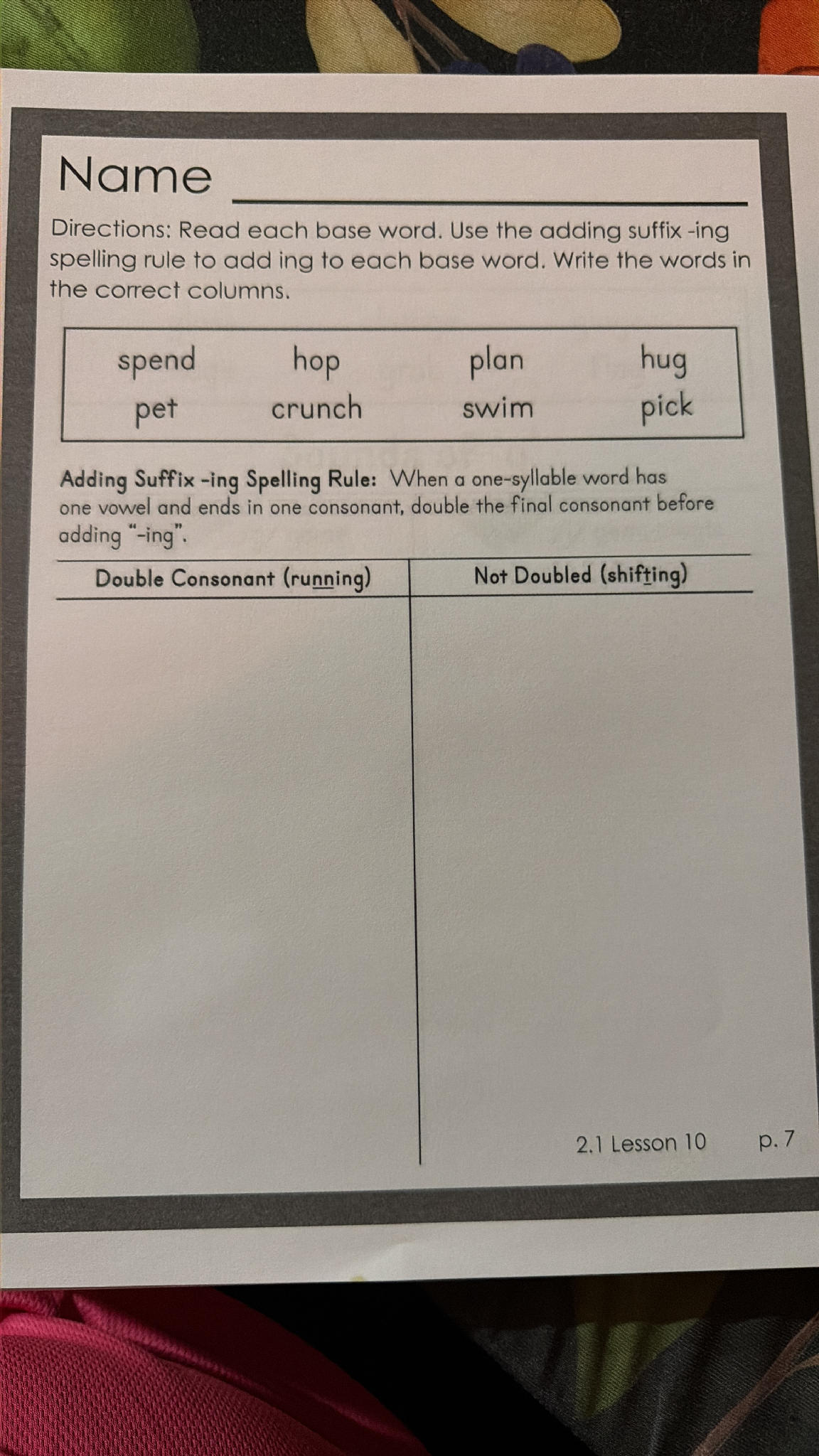 Directions: Read each base word. Use the | StudyX