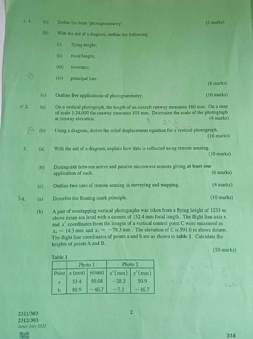 (a) On a vertical photograph, the length of | StudyX