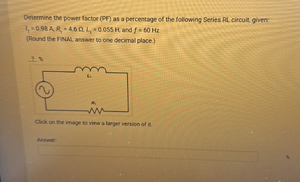 Determine the power factor (PF) as a