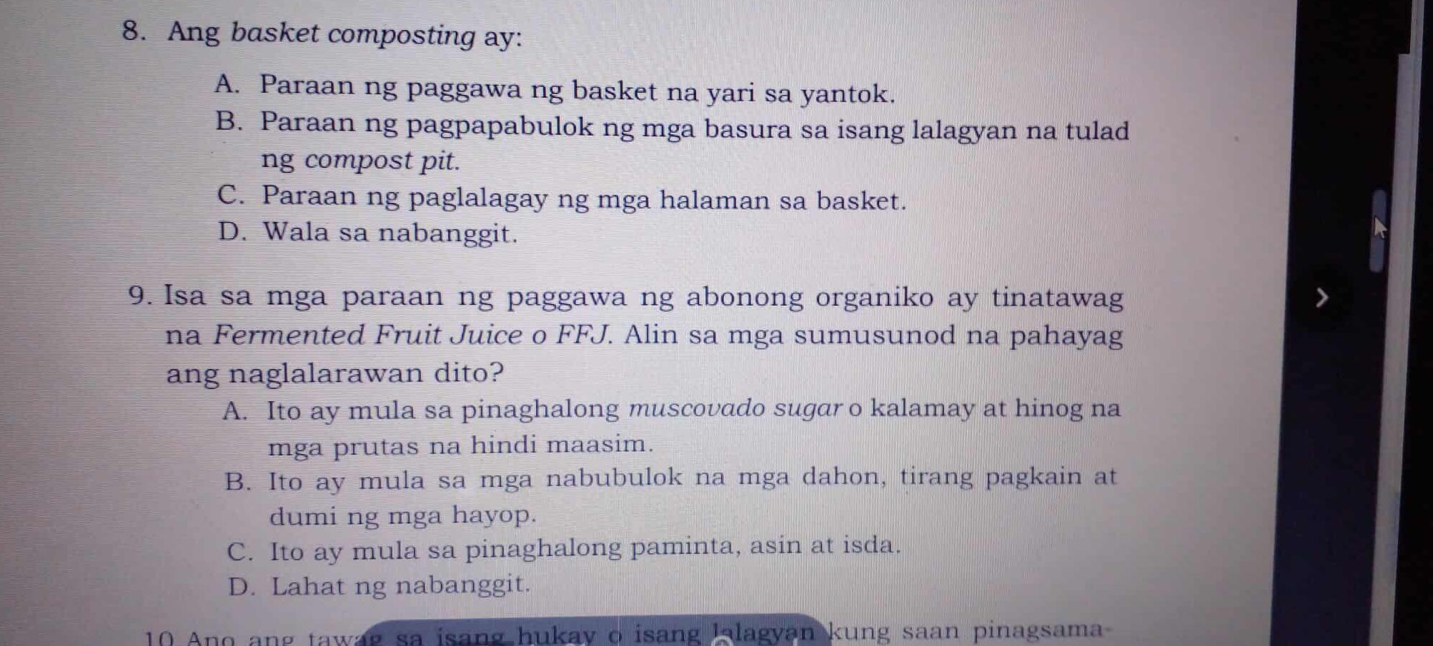 10 Ano ang tawag sa isang hukay o isang | StudyX