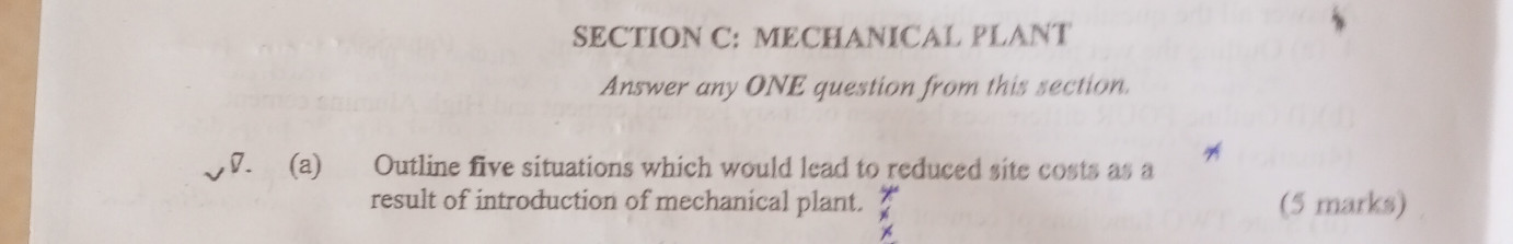 SECTION C: MECHANICAL PLANT Answer any ONE | StudyX