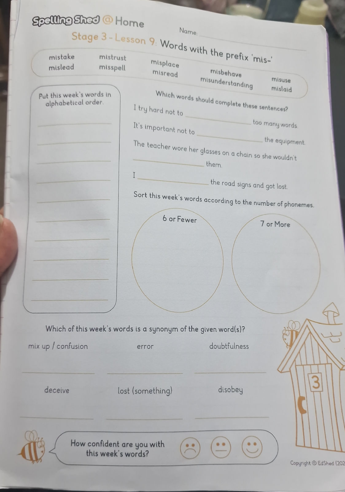 Spelling Shed @ Home Stage 3 - Lesson 9: | StudyX