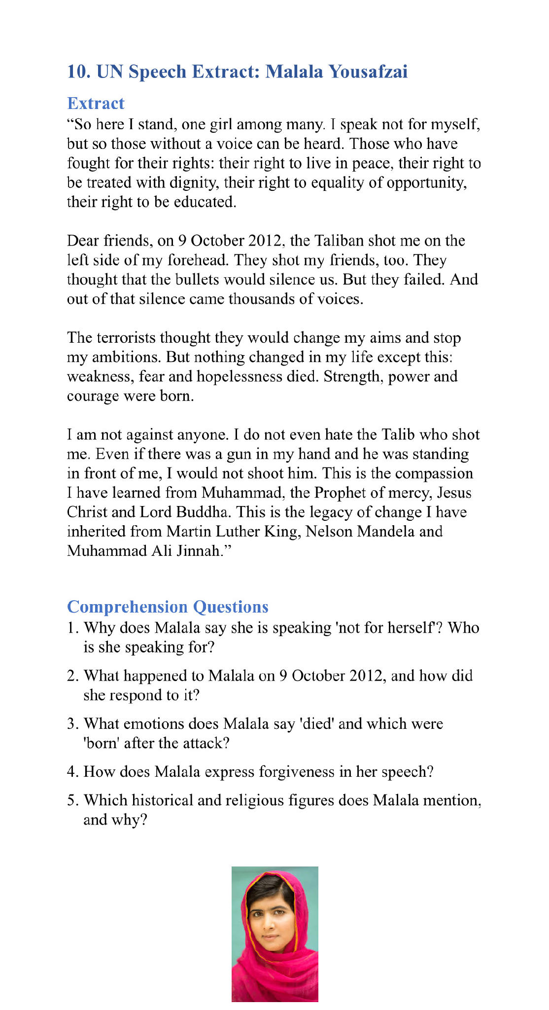 10. UN Speech Extract: Malala Yousafzai | StudyX