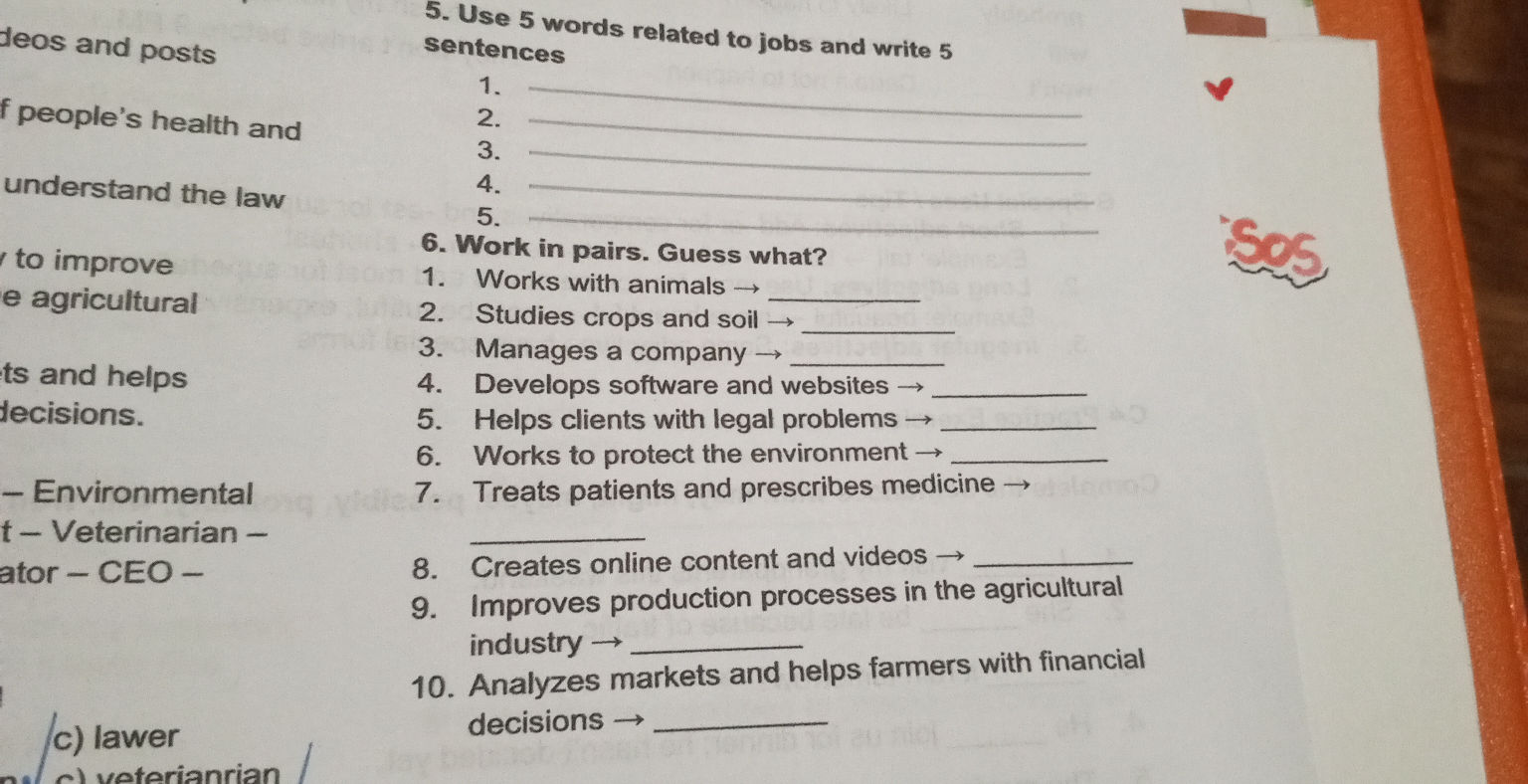 5. Use 5 words related to jobs and write 5 | StudyX
