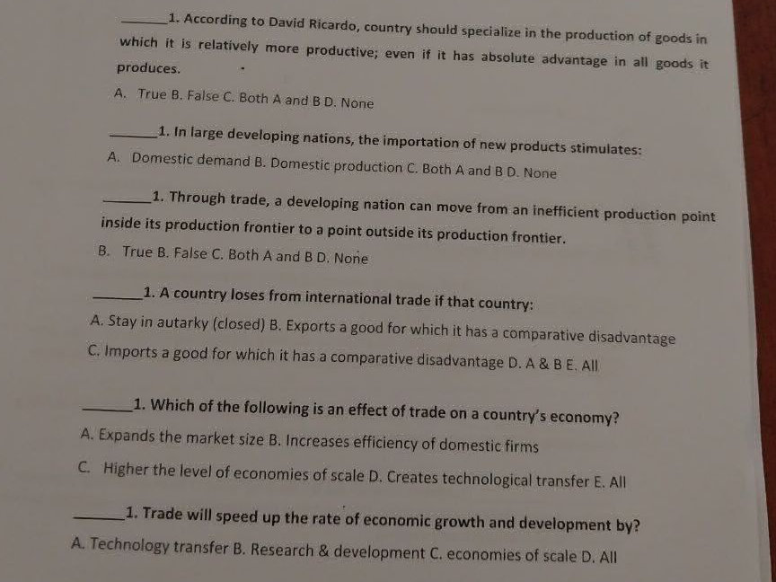Through trade, a developing nation can move | StudyX