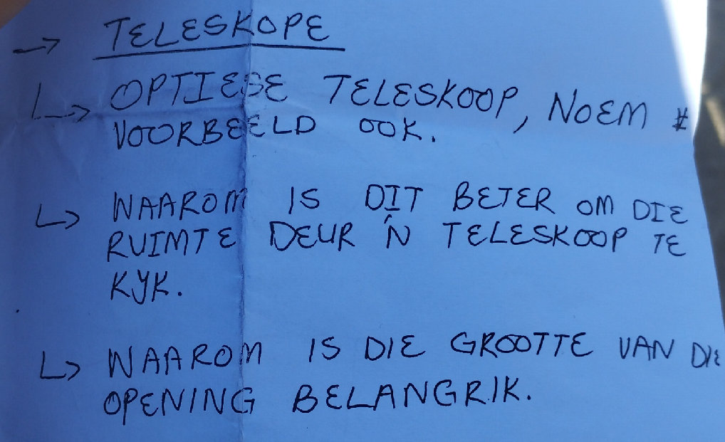 TELESKOPE 1. OPTIESE TELESKOOP, NOEM # | StudyX