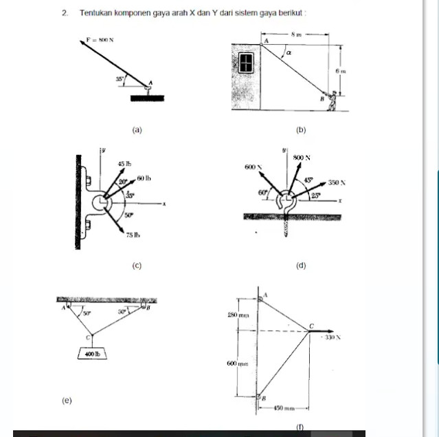 2. Tentukan komponen gaya arah X dan Y dari | StudyX