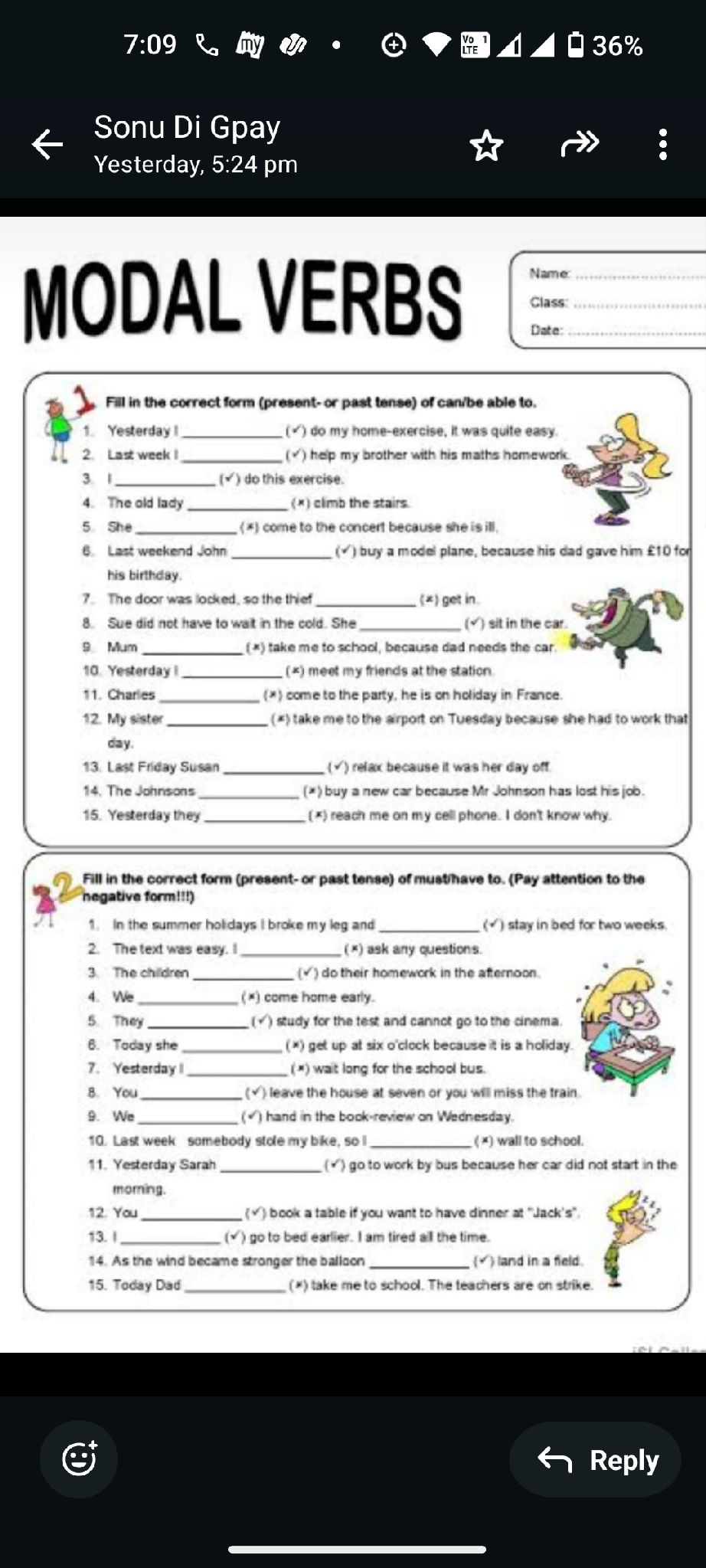 MODAL VERBS Fill in the correct form | StudyX