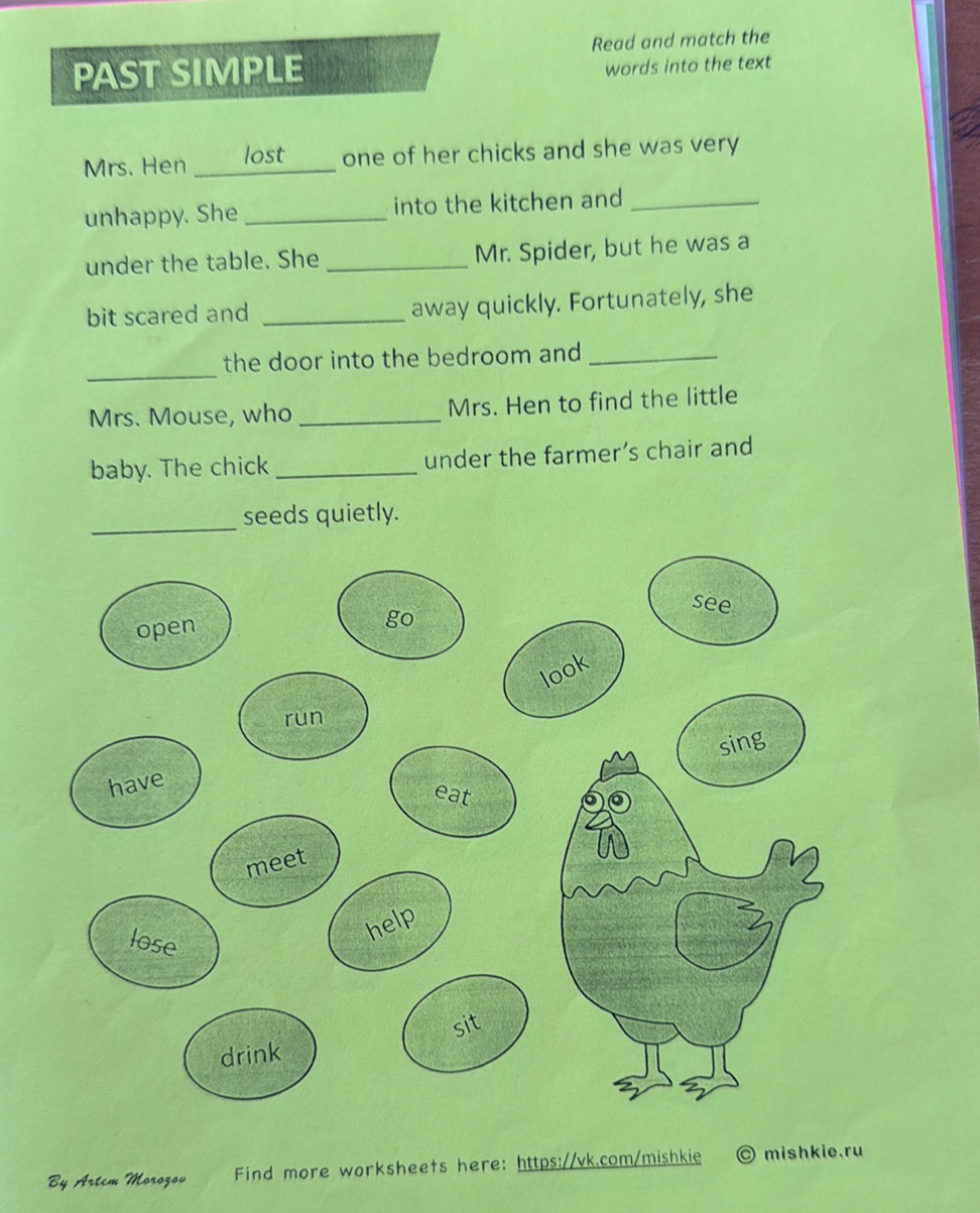 Mrs. Hen __________ lost __________ one of | StudyX
