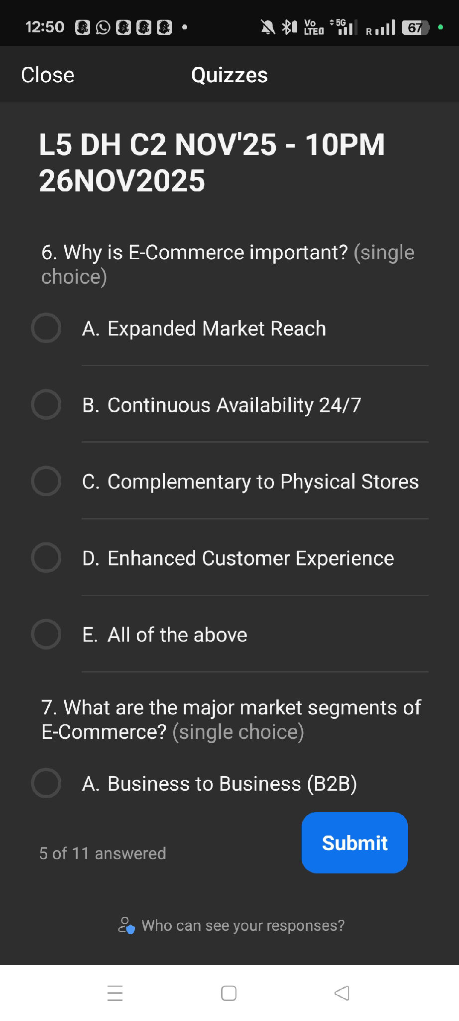 6. Why is E-Commerce important? (single | StudyX