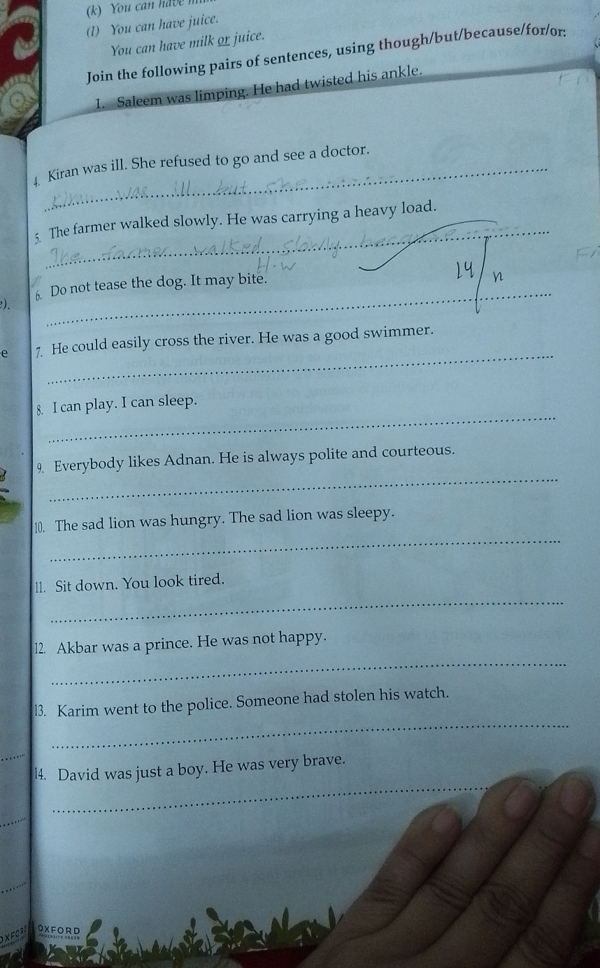 Join the following pairs of sentences, using | StudyX