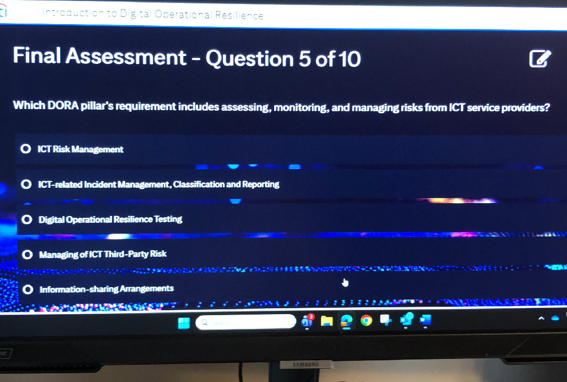 Which DORA pillar's requirement includes | StudyX