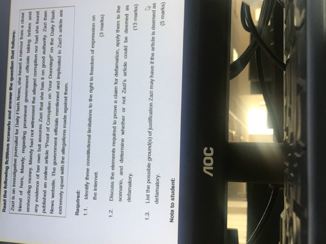 Read the following fictitious scenario and | StudyX