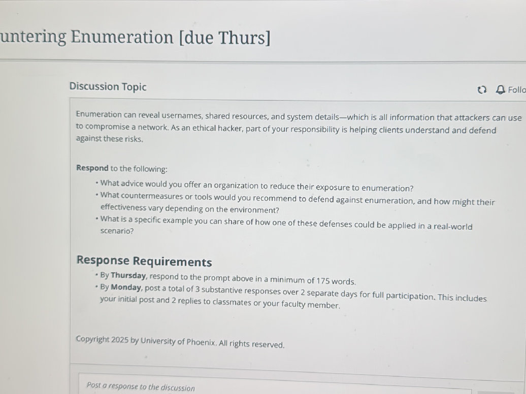 Discussion Topic Enumeration can reveal | StudyX