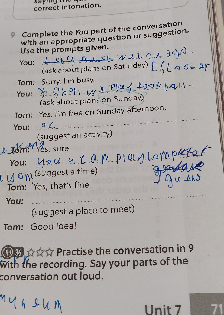 Practise the conversation in 9 with the | StudyX