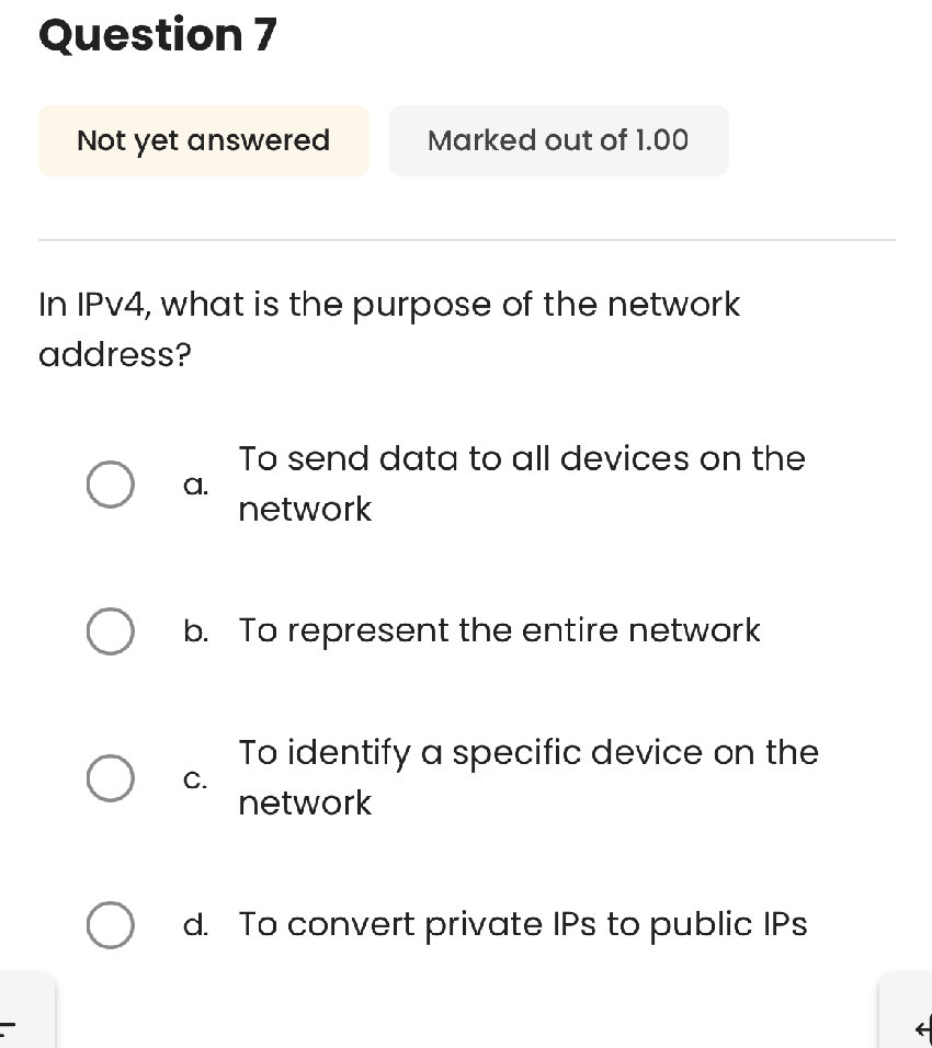 In IPv4, what is the purpose of the network | StudyX