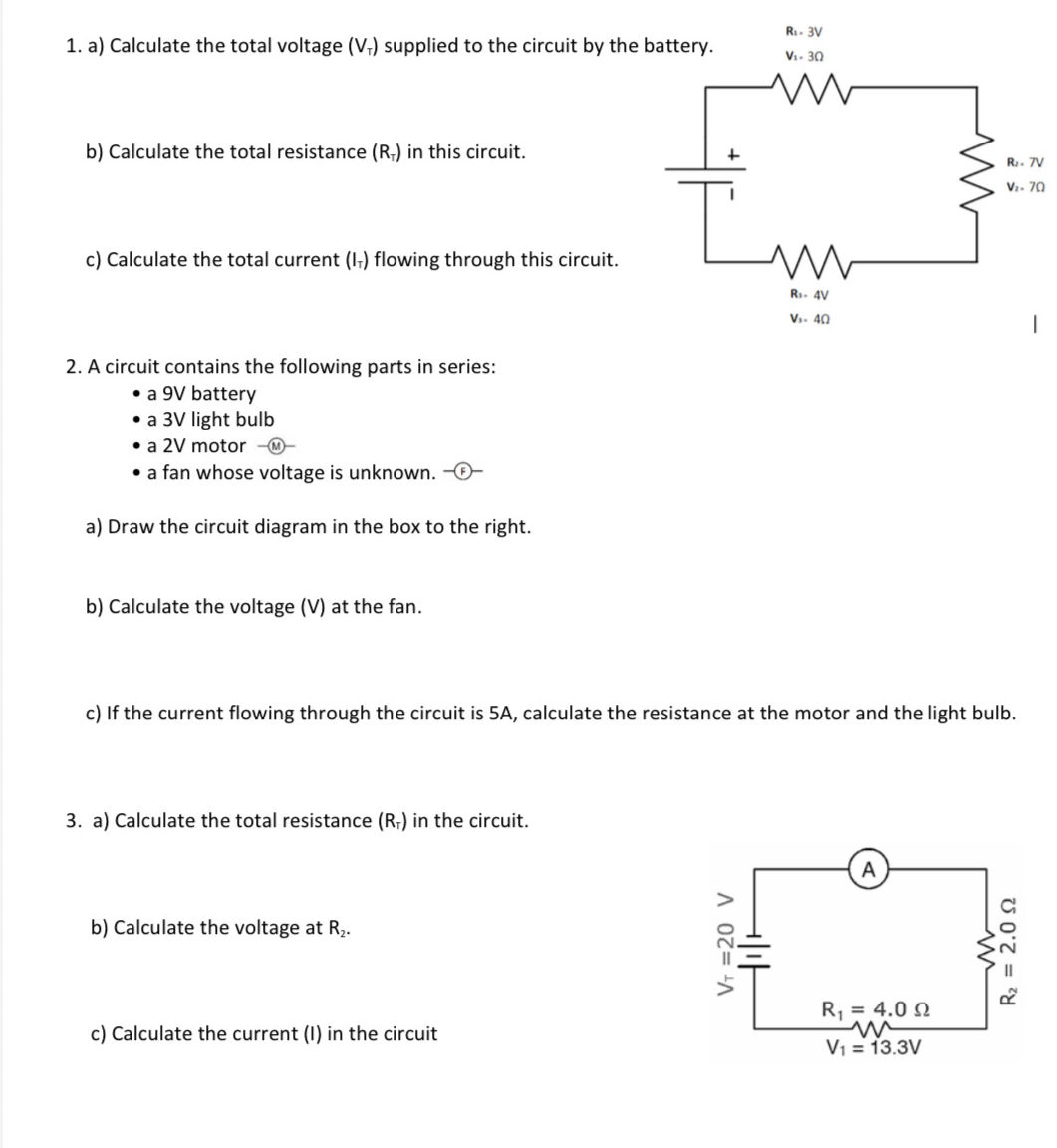 1. a) Calculate the total voltage ($V_T$) | StudyX