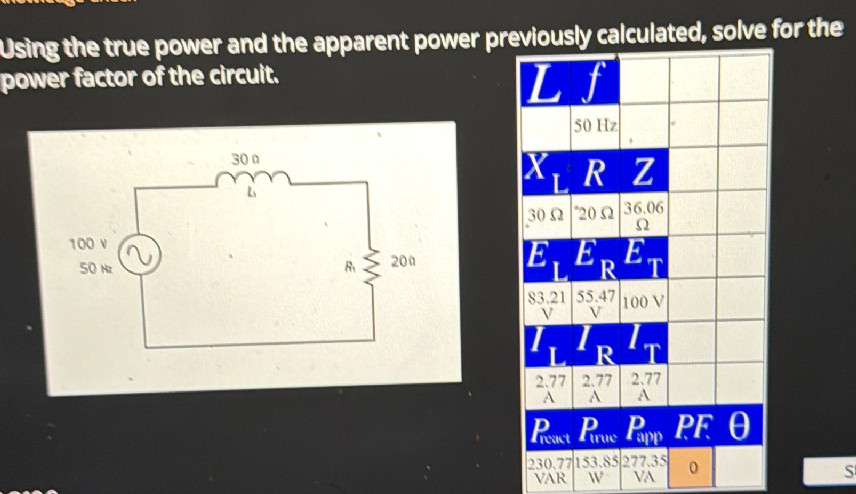 Using the true power and the apparent power | StudyX