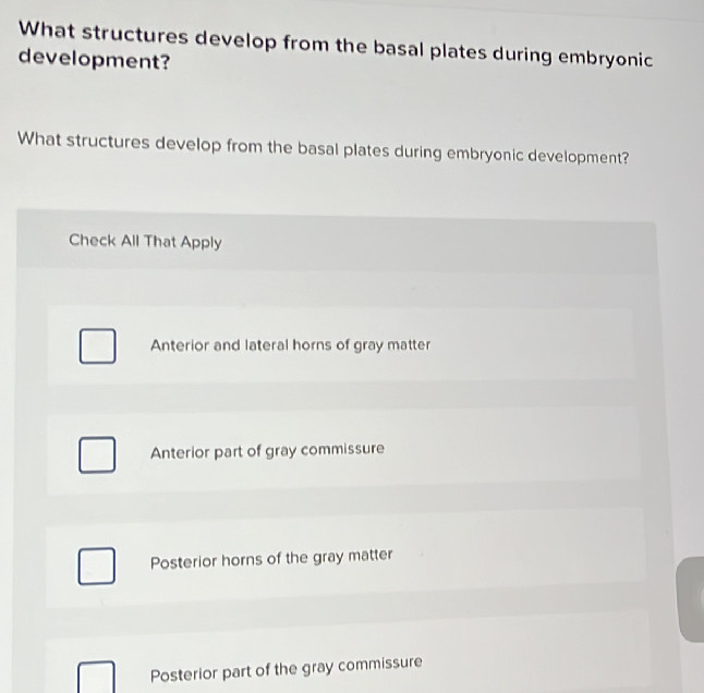 What structures develop from the basal