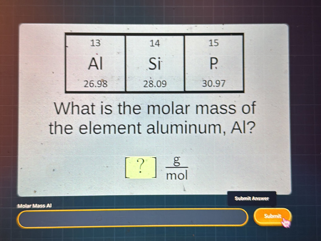 What is the molar mass of the element | StudyX