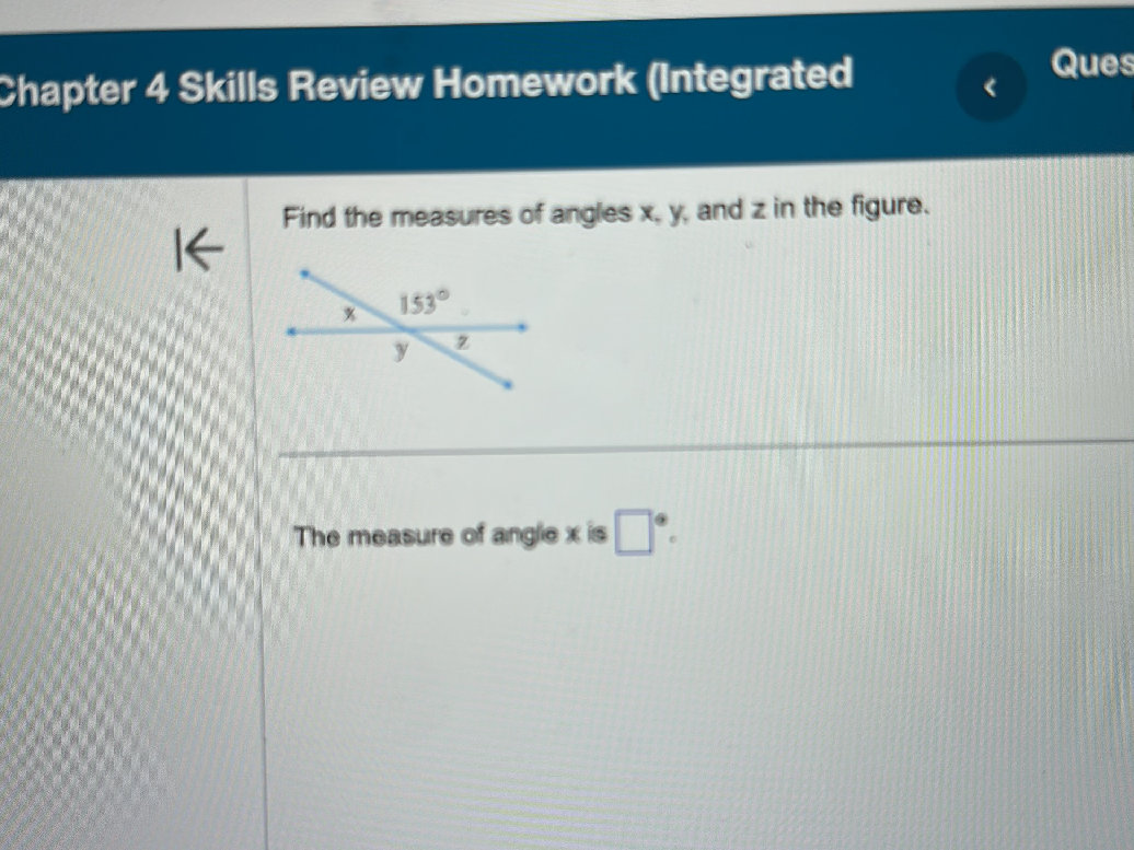 Find the measures of angles $x$, $y$, and | StudyX