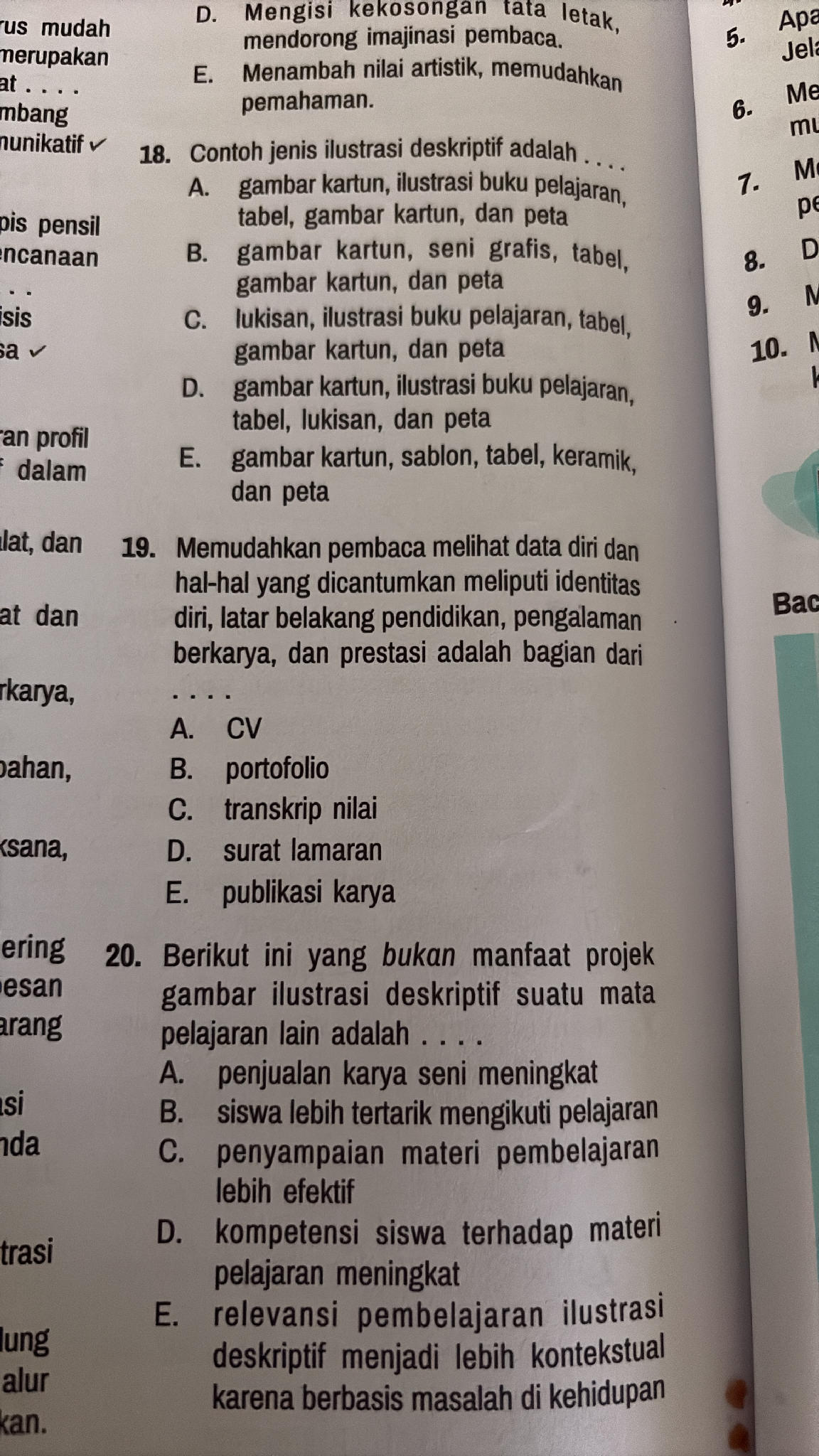 18. Contoh jenis ilustrasi deskriptif adalah | StudyX