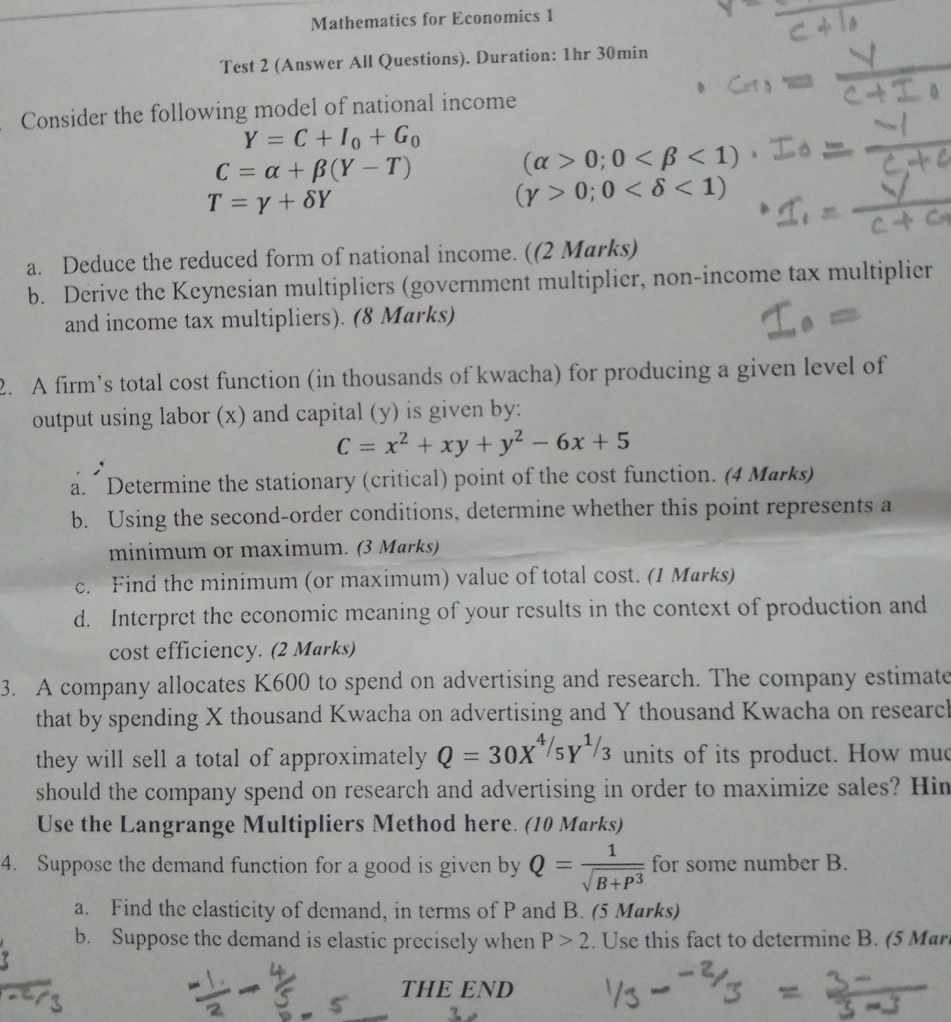 Consider the following model of national | StudyX